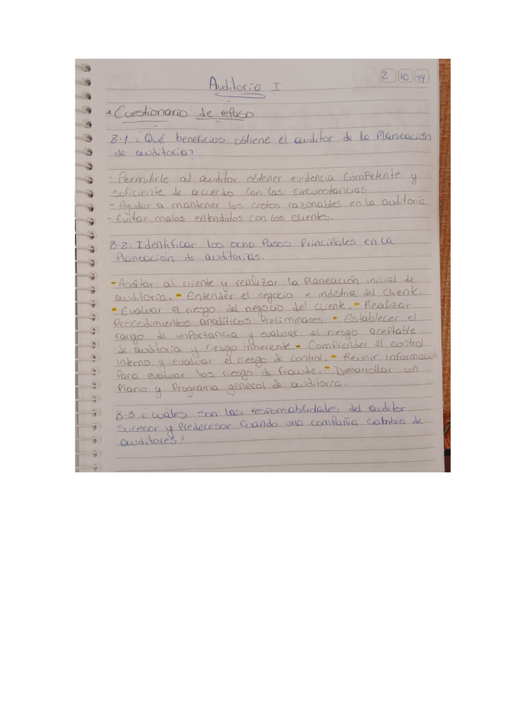 Cuestionario de Repaso 8. | PDF