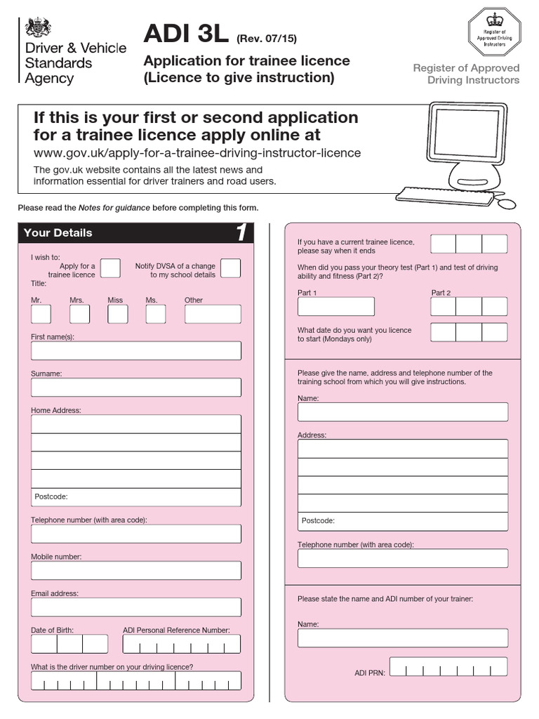 Apply Trainee Driving Instructor Licence by Post | PDF | Criminal Record