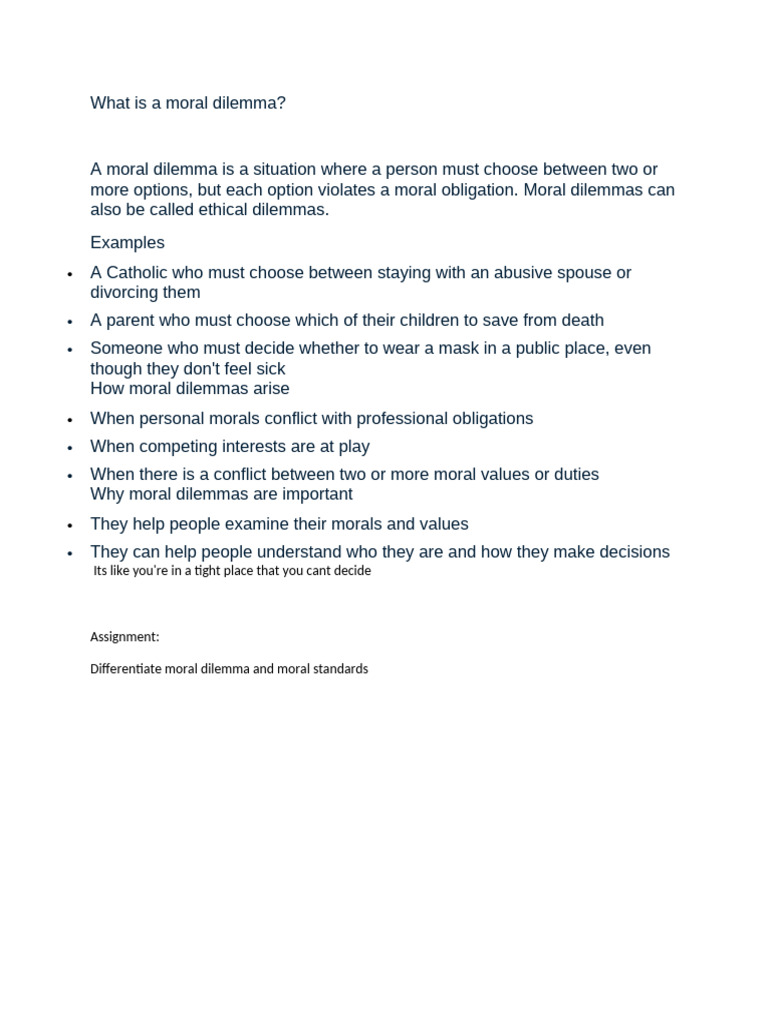A Moral Dilemma Is | PDF