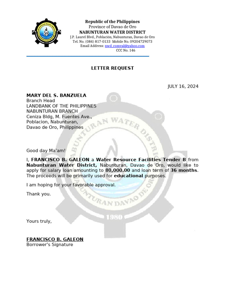 Request Letter - Dar | PDF