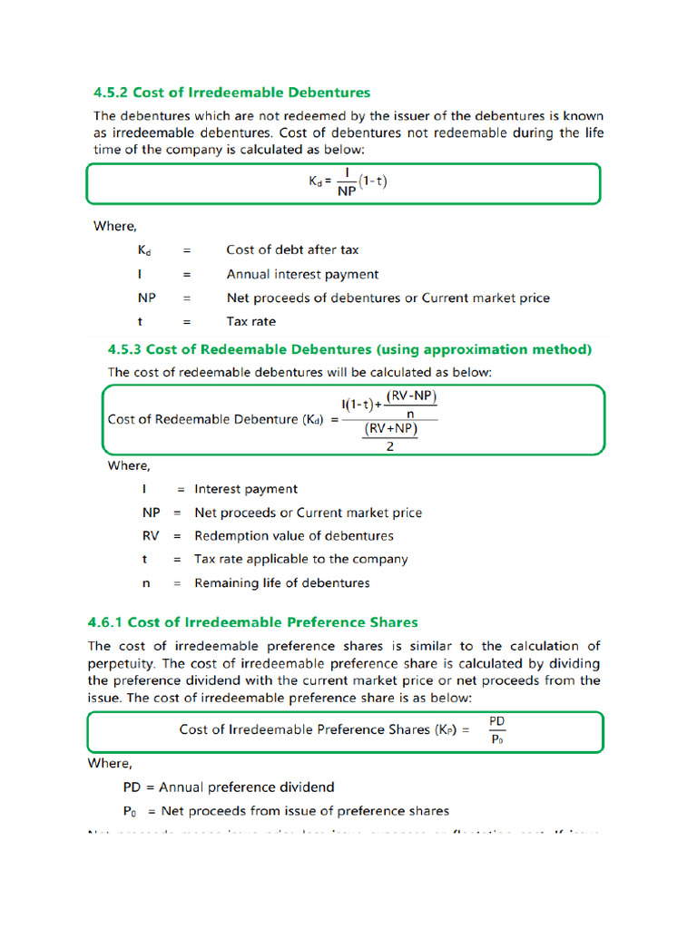 Cost of Capital Formula | PDF