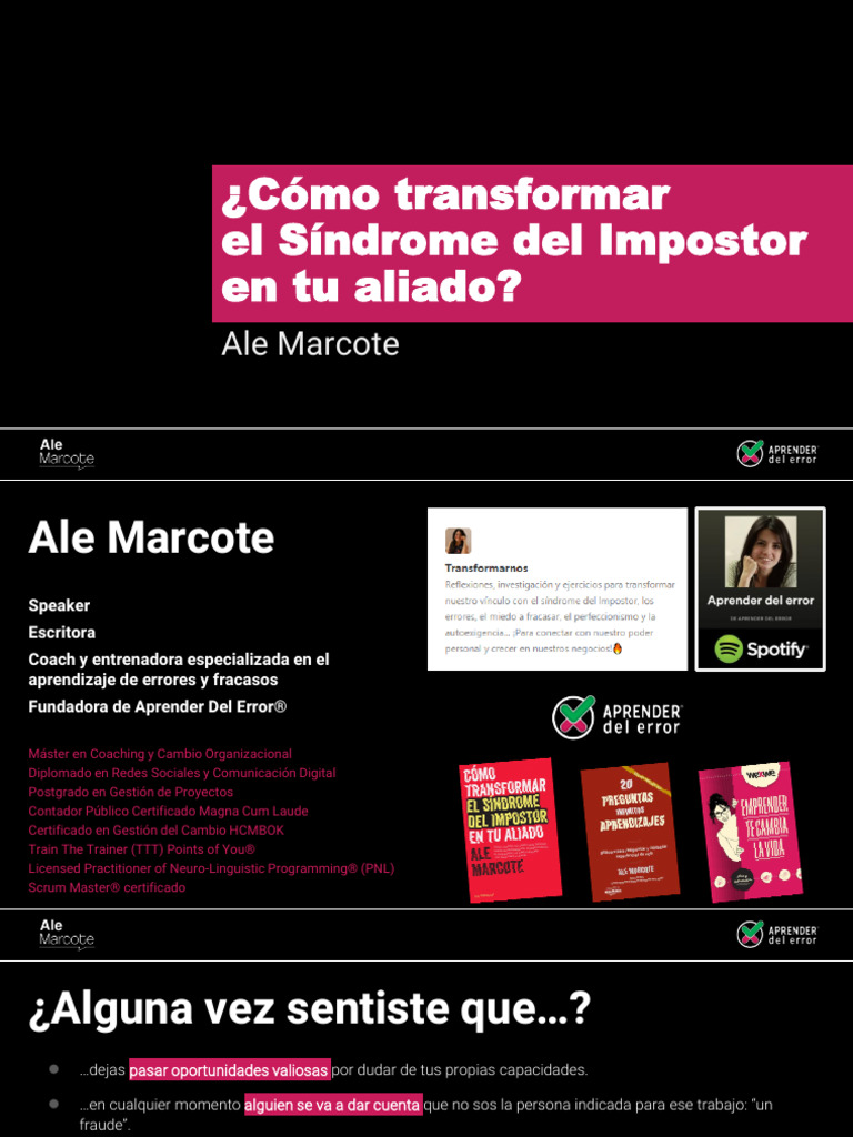 Material de Apoyo - Cómo Transformar El Sindrome Del Impostor en Tu Aliado (Ale Marcote) | PDF