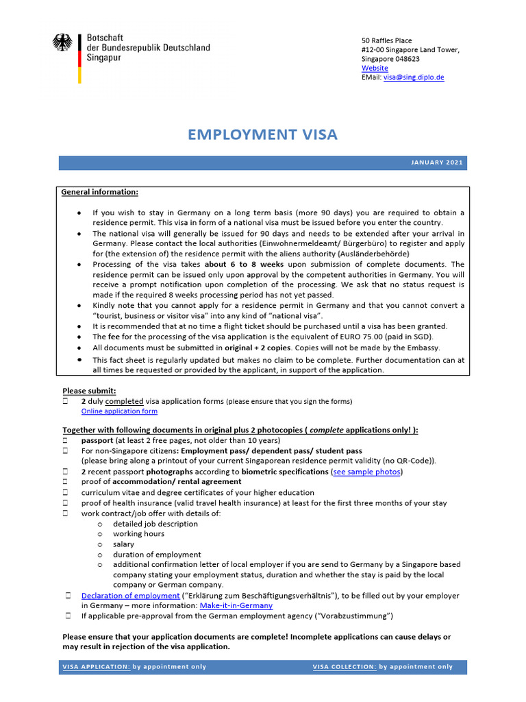 Germany Employment Visa Guide 2021 | PDF | Travel Visa | Government And ...