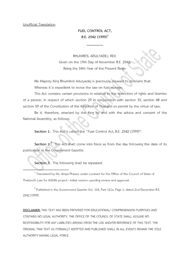 Fuel Control Act Overview (1999) | PDF | License | Oil