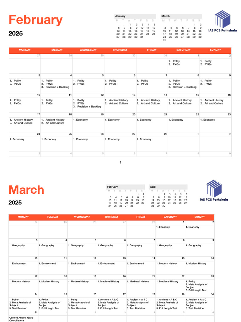 UPSC 2025 100 Days Planner | PDF