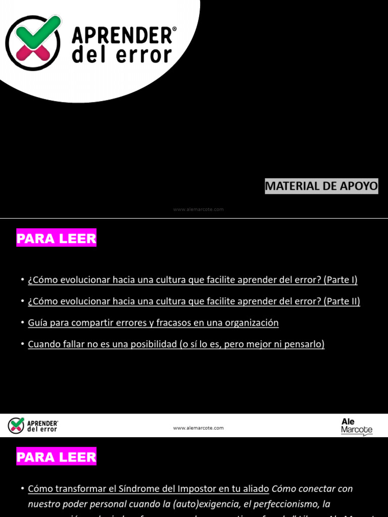 Material de Apoyo - Aprender Del Error - Ale Marcote | PDF