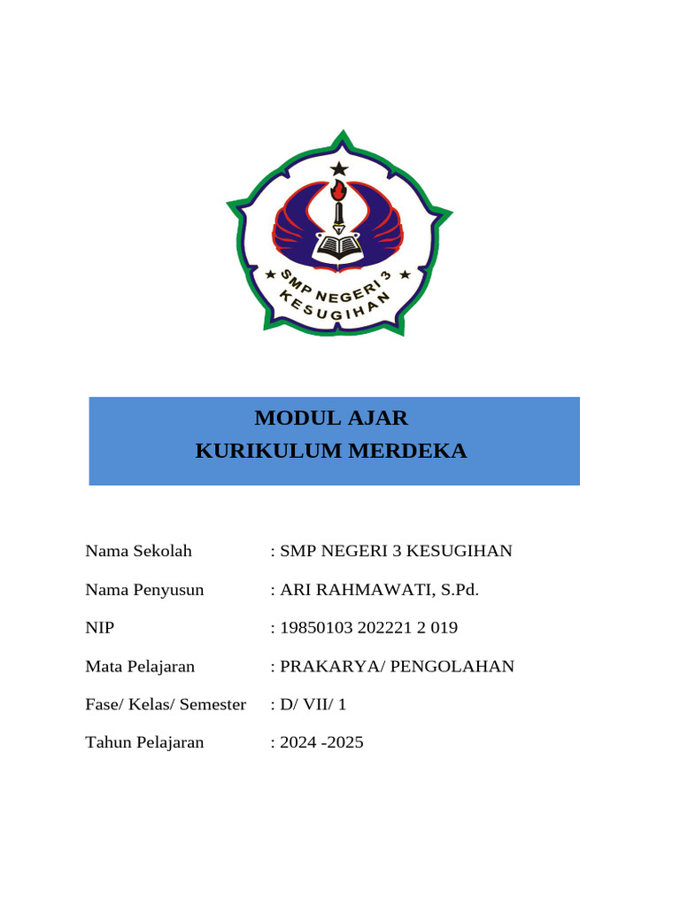 Modul Ajar Prakarya Kelas 7 SMT 1 | PDF