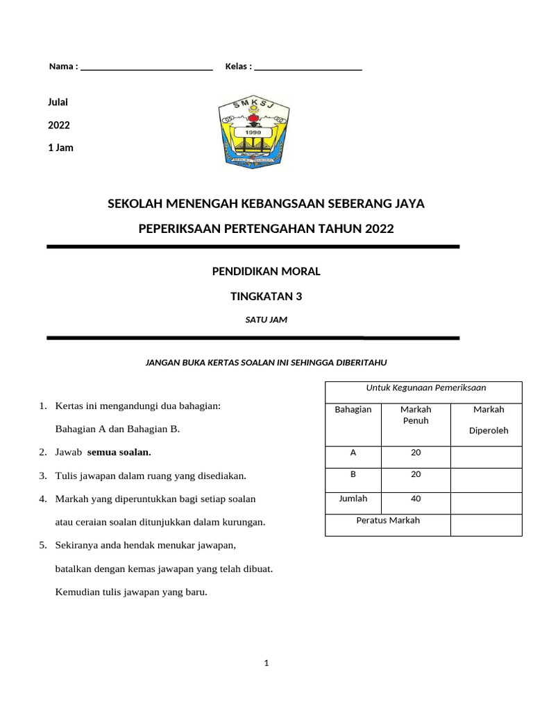 Moral T3 PPT Soalan | PDF