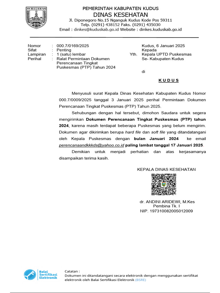 Ralat PTP Puskesmas Kudus 2024 | PDF