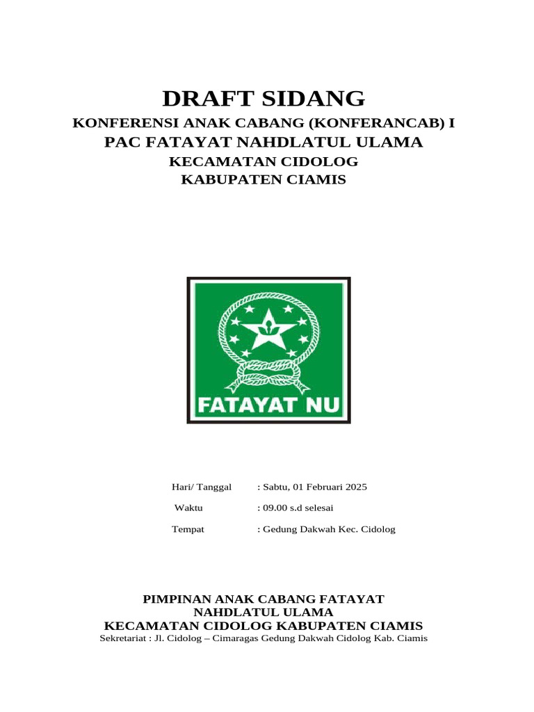 Draft Sidang Konferancab I Fnu Cidolog | PDF