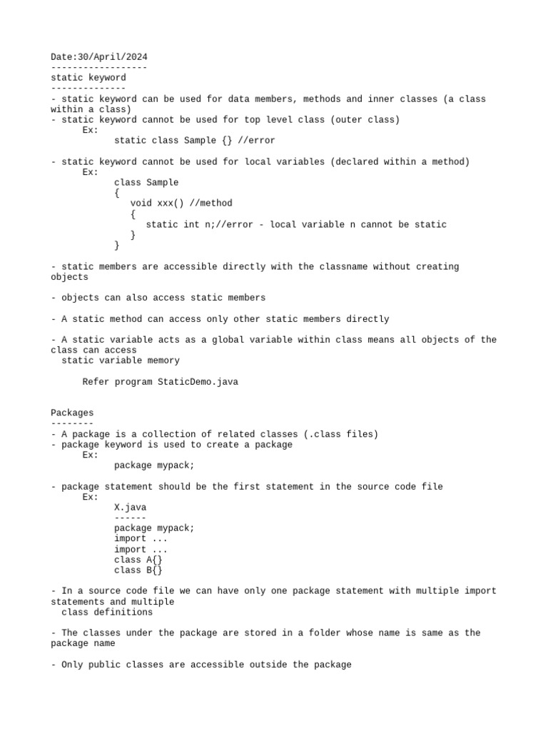 Java Oop Part 2 30 April 2024 Pdf Class Computer Programming Method Computer
