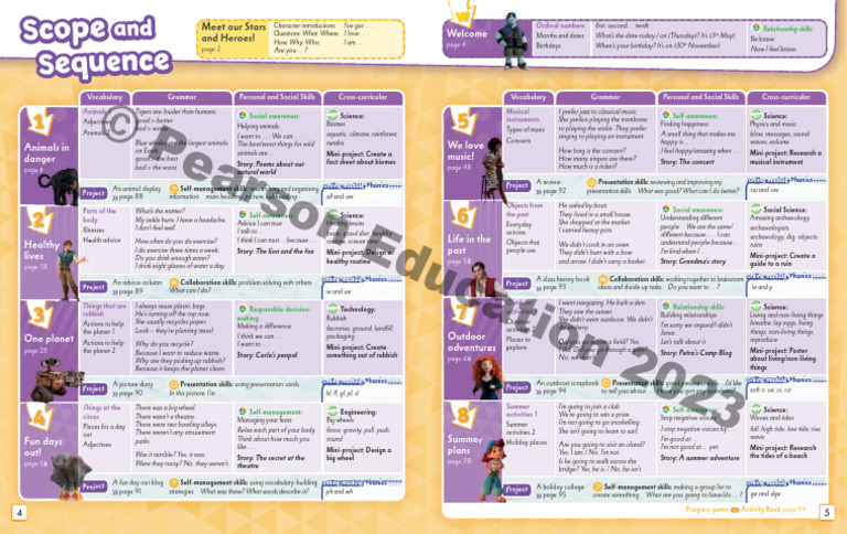 My Disney Stars and Heroes BrE L5 - Scope and Sequence | PDF