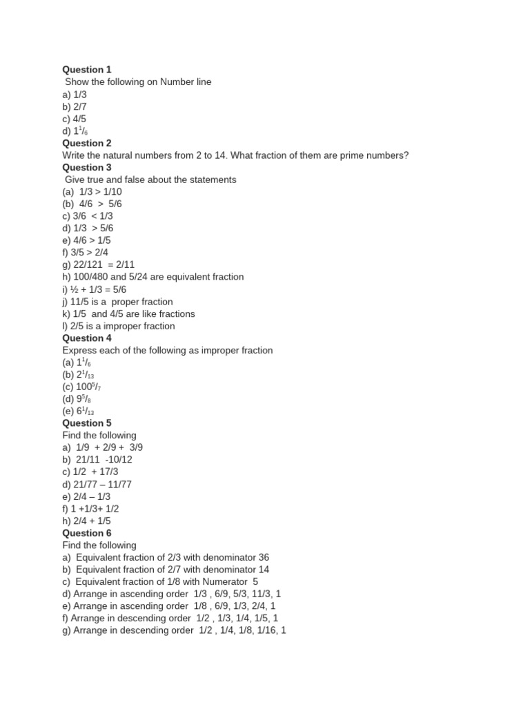 Fractions-Decimals Test QP | PDF