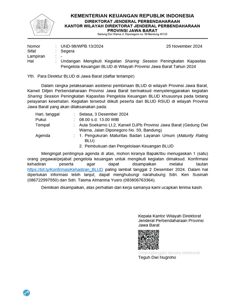 Surat ke BLUD_Undangan Mengikuti Kegiatan Sharing Session Peningkatan ...
