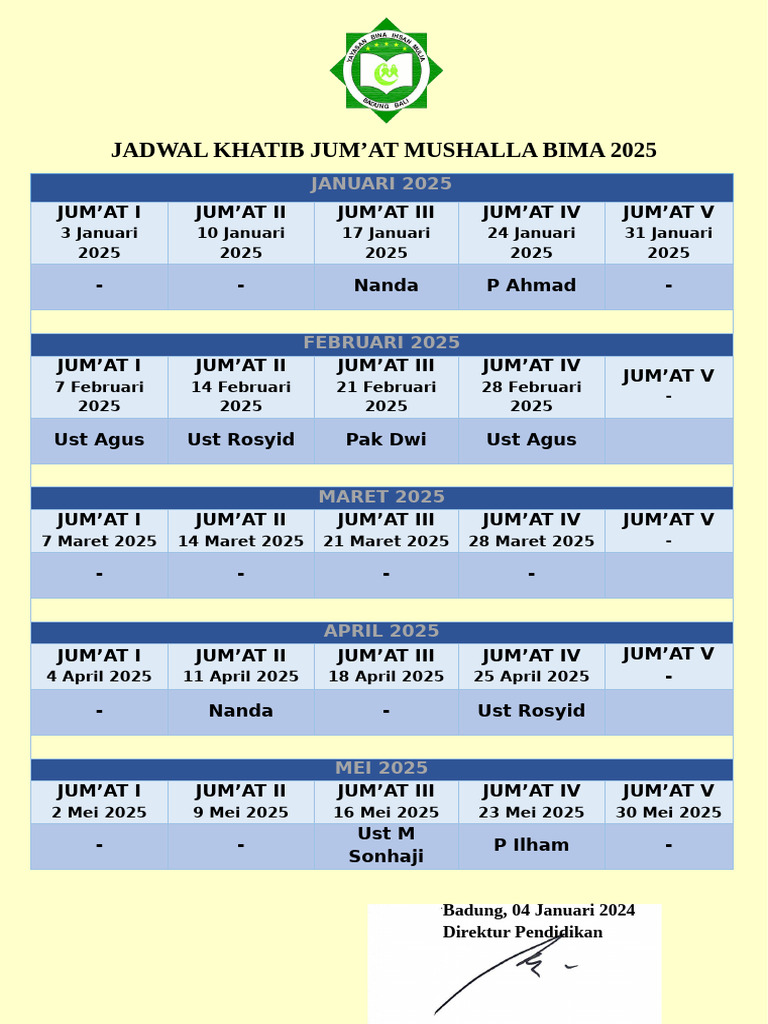 Jadwal Khatib Jum | PDF