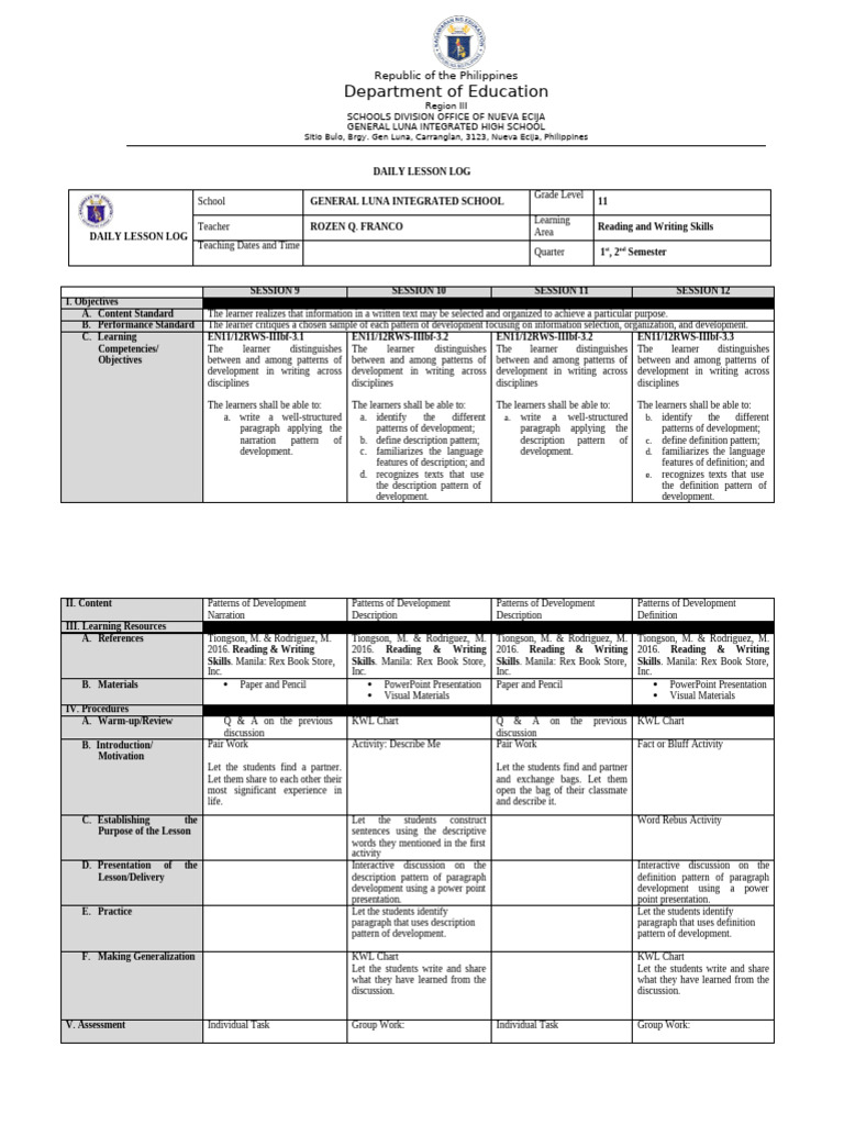 3rd Week Dll | PDF | Learning | Cognition
