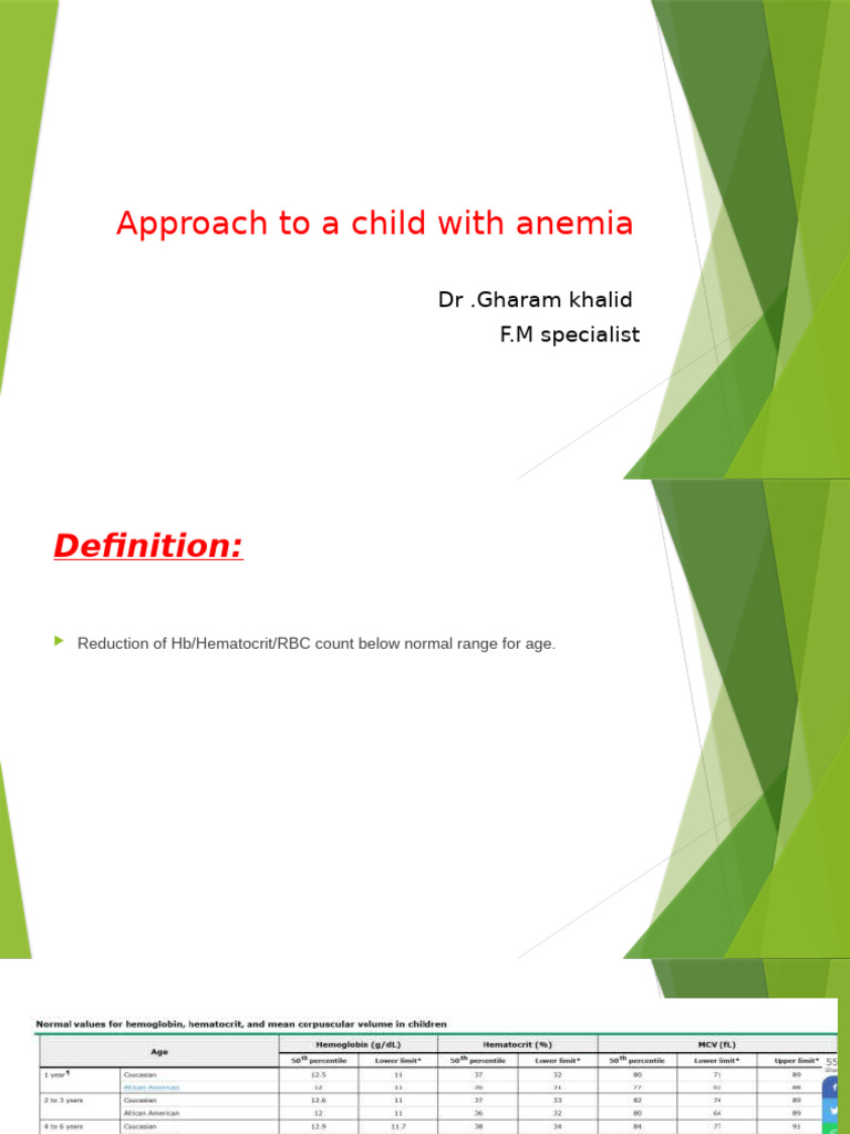 Approach To A Child With Anemia | PDF | Anemia | Body Fluids