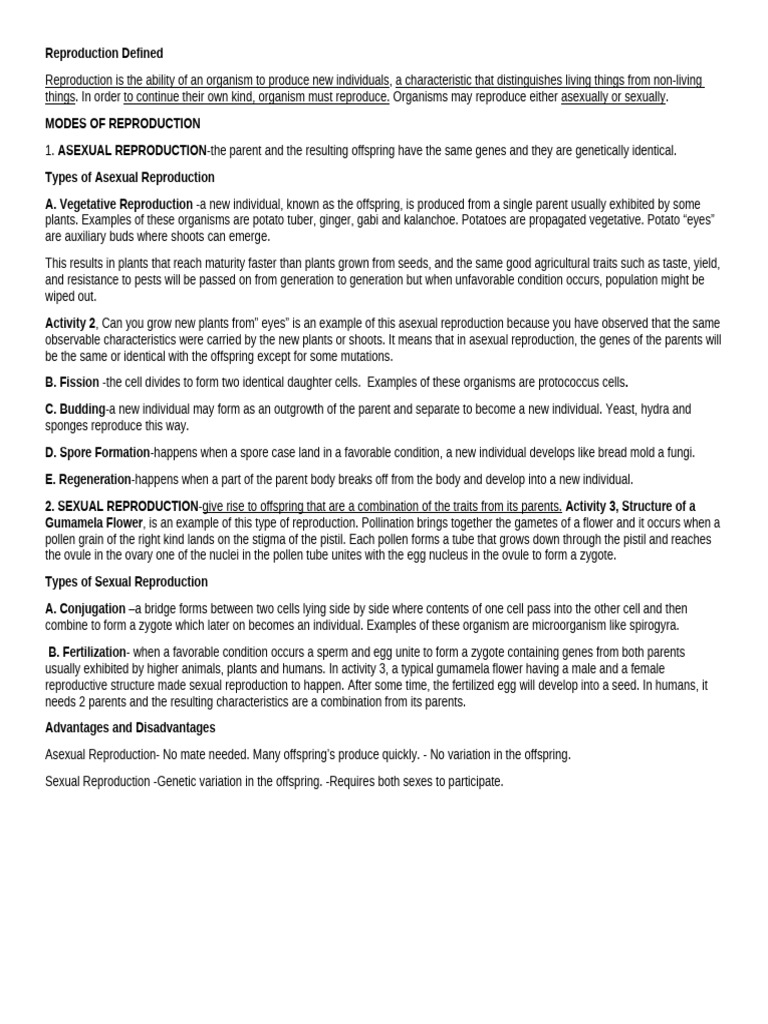 REPRODUCTION | PDF | Reproduction | Sexual Reproduction