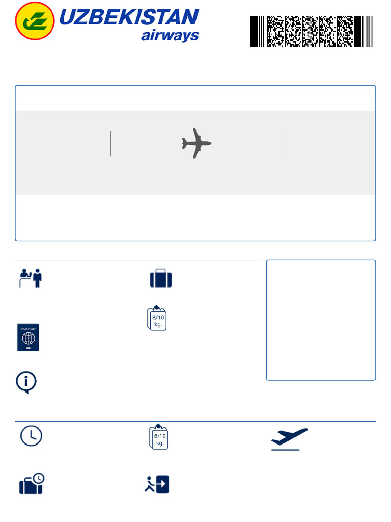 Bortga Chiqish Taloni To Tashkent - UZBEKISTAN AIRWAYS | PDF | Aviation
