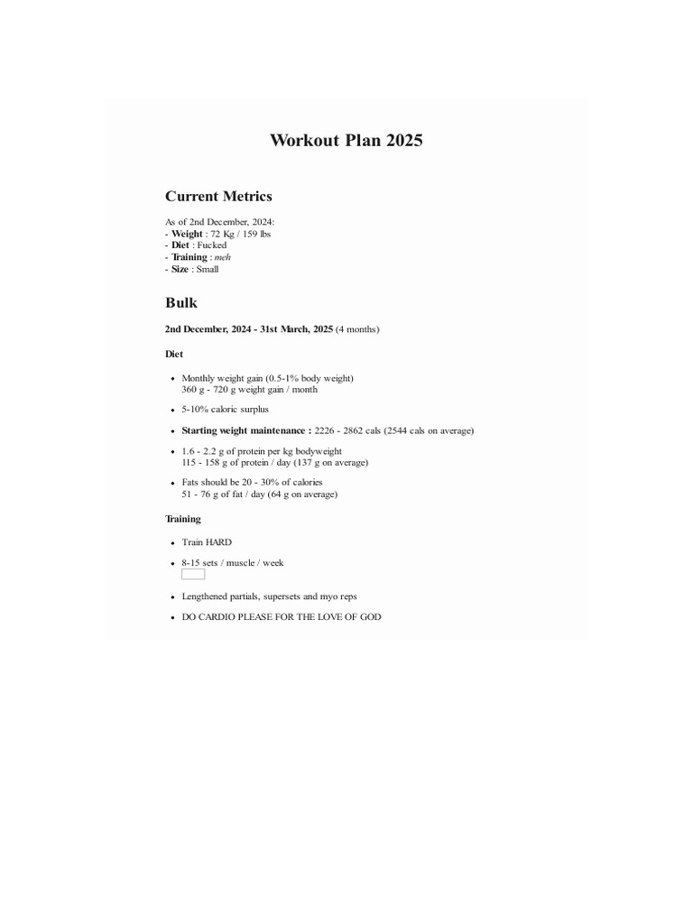 Workout Plan 2025-1 | PDF