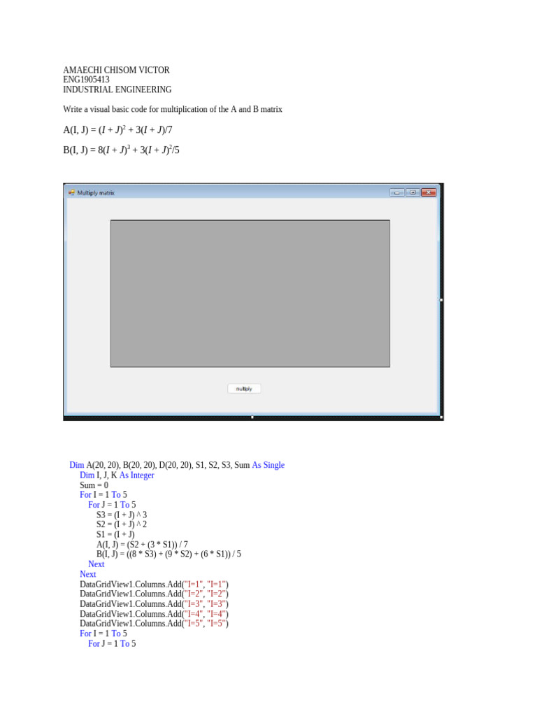 Multiply Matrix | PDF