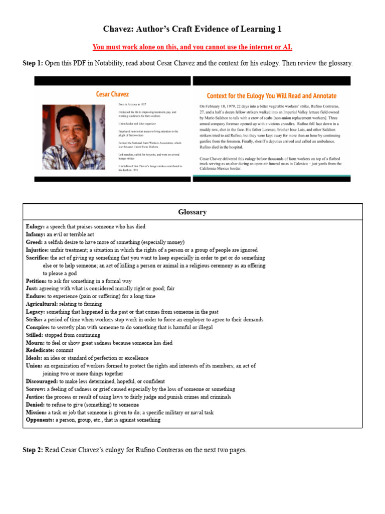 Chavez - Author's Craft Evidence of Learning 1 - Online FINAL PDF | PDF ...