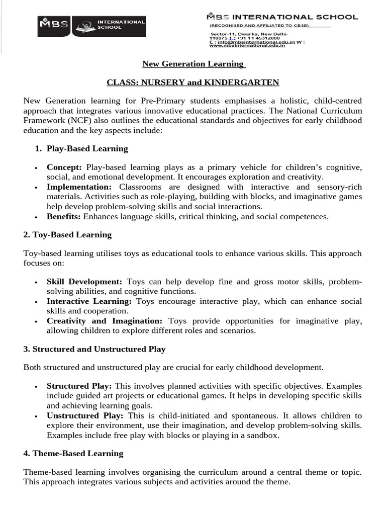 New Generation Learning Pedagogy - Nur KG | PDF | Learning | Cognitive ...