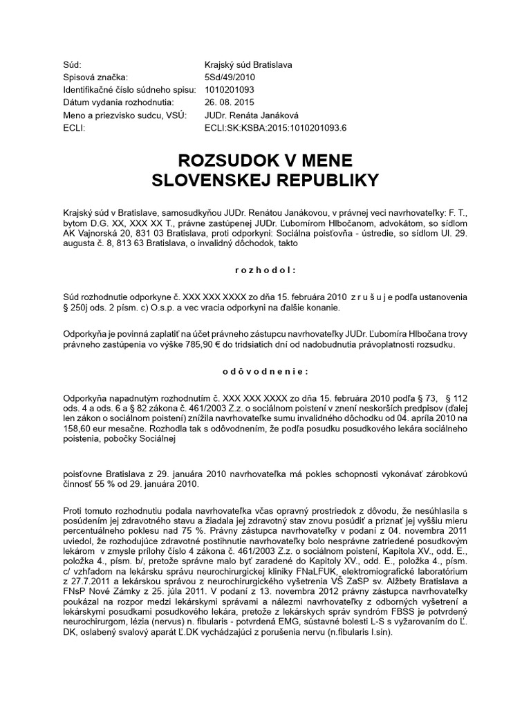 Otvorené Súdy - Rozhodnutie - #1659455 | PDF