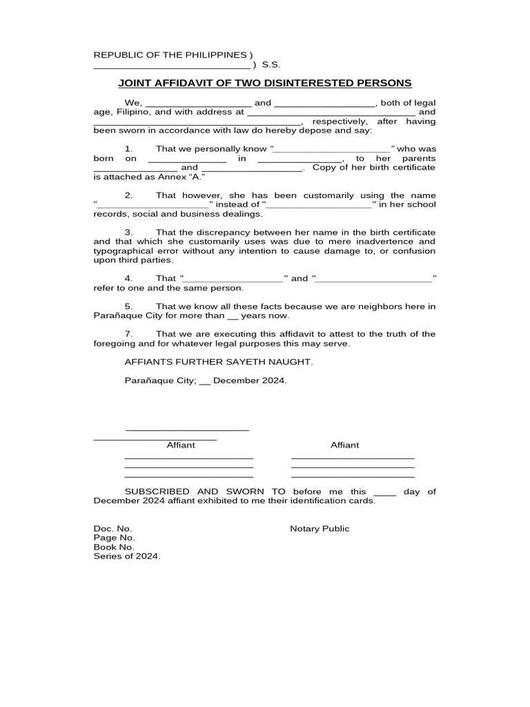 affidavit of two disinterested persons forms 06-19-14 | PDF
