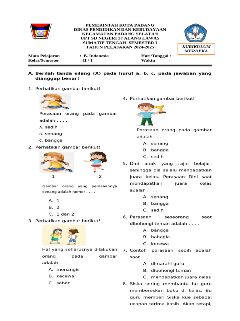 Soal STS 1 Bind Kelas 2 2024 | PDF