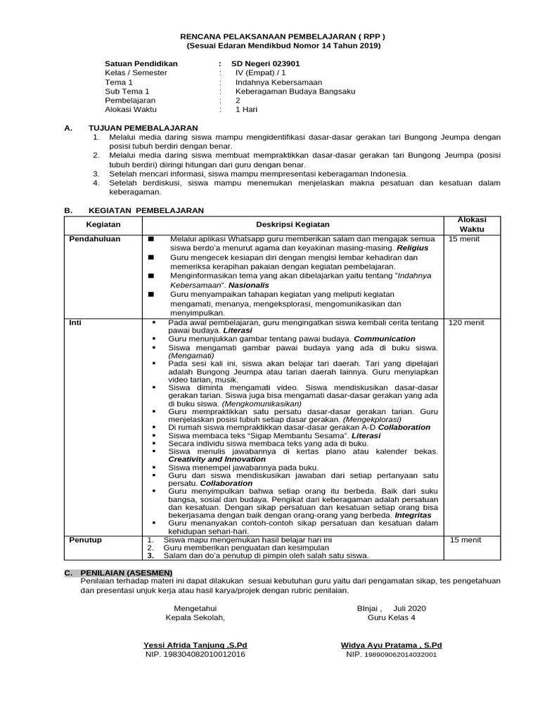 4.1.1.2 - RPP Revisi Terbaru - Katulis - Com | PDF