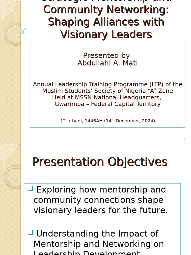 Strategic Mentorship and Community Networking | PDF | Mentorship | Leadership