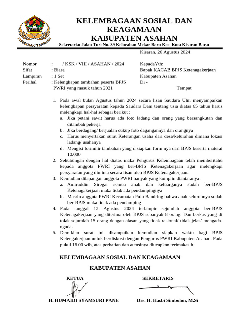Surat Pengantar Berkas Di Tolak | PDF