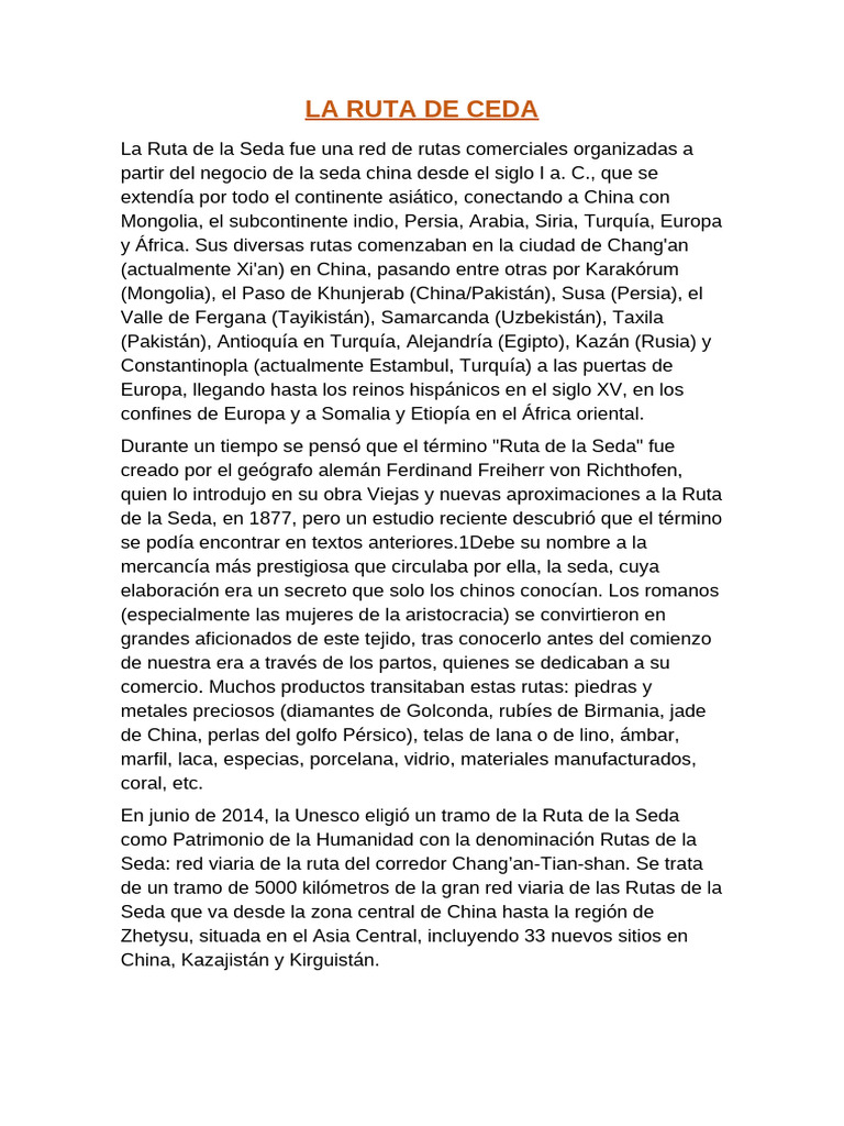 Historia de la Ruta de la Seda | PDF