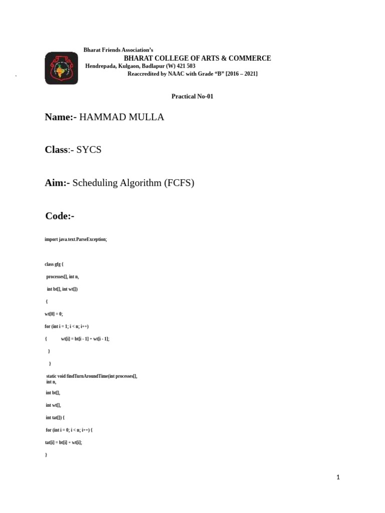 Os Practical 1 | PDF