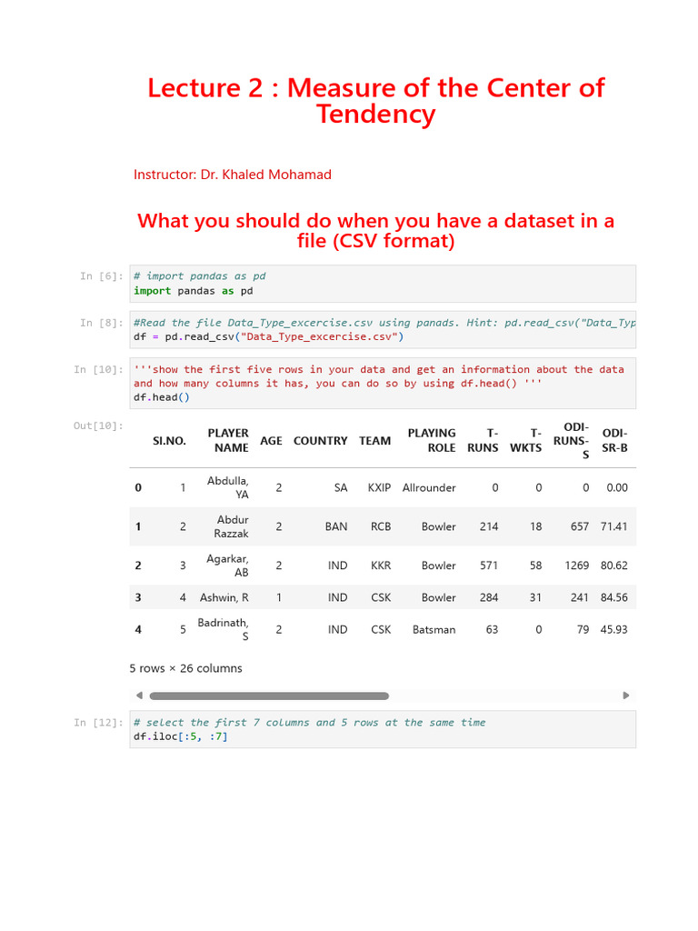 Center of Tendency in Data Analysis | PDF | Variance | Mean