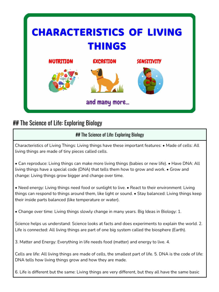 Biology Basics: Characteristics of Life | PDF | Life | Biology