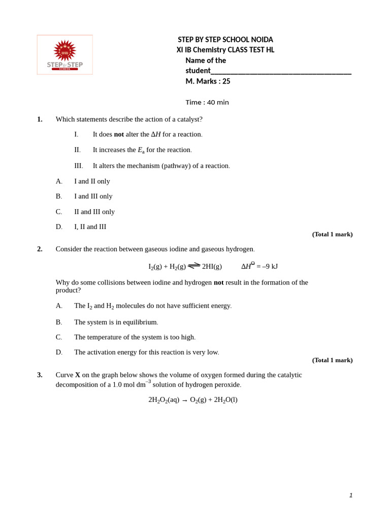 Rate of Reaction and Energetics HL Test | PDF | Ammonia | Acid