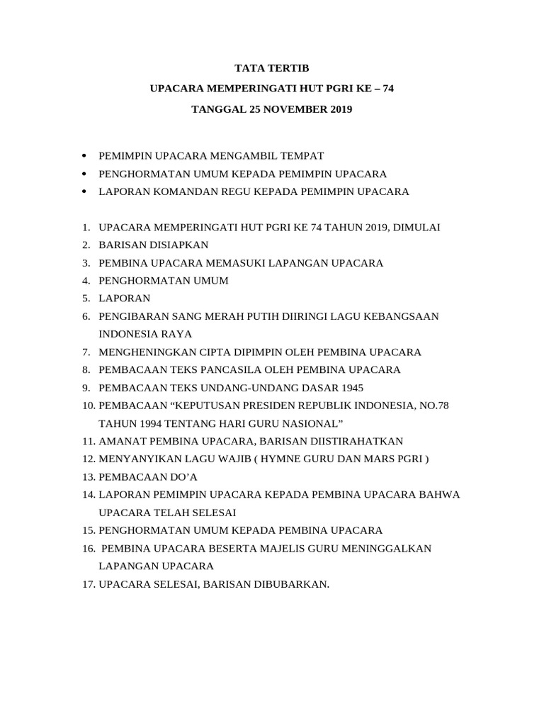 Tata Tertib Upacara | PDF