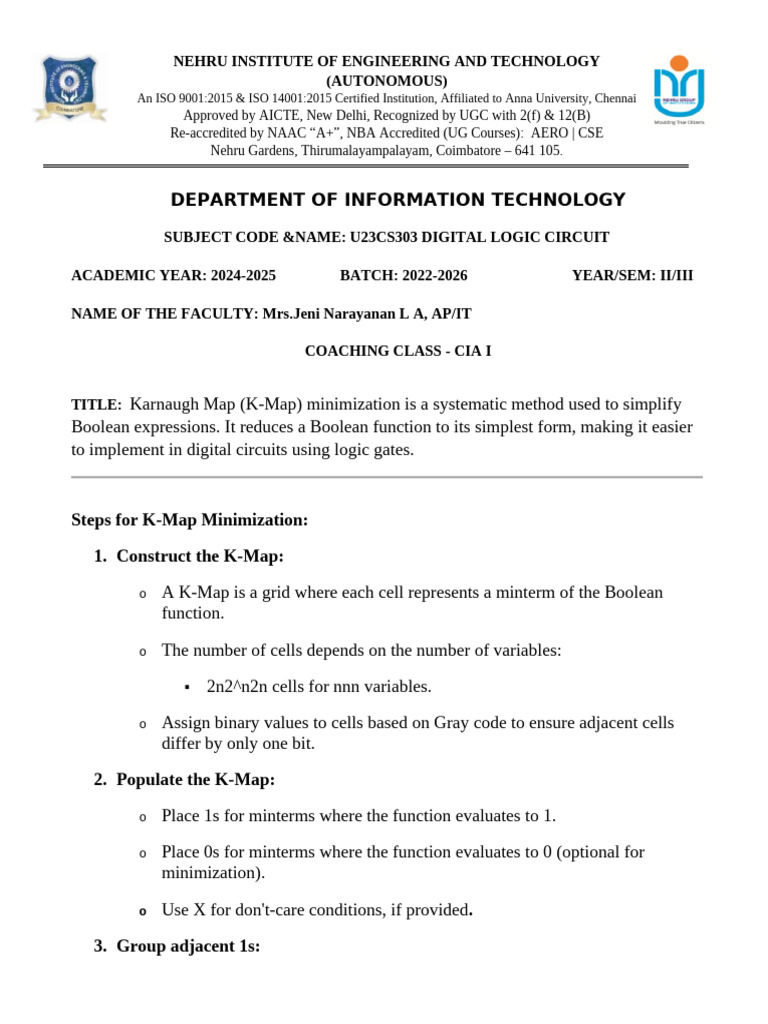 DLC Coaching Class Material | PDF | Digital Electronics | Mathematical Logic