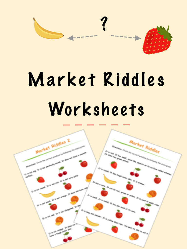 Market Riddles Worksheet for Kids | PDF