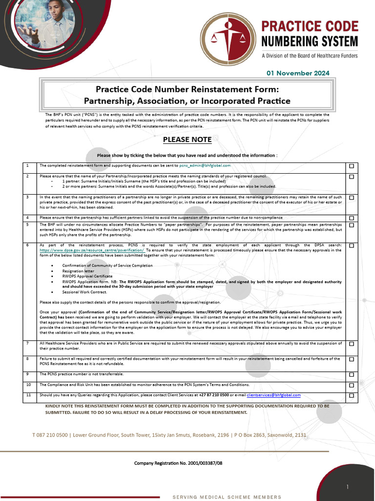 PCN Reinstatement Form Guidelines | PDF | Identity Document