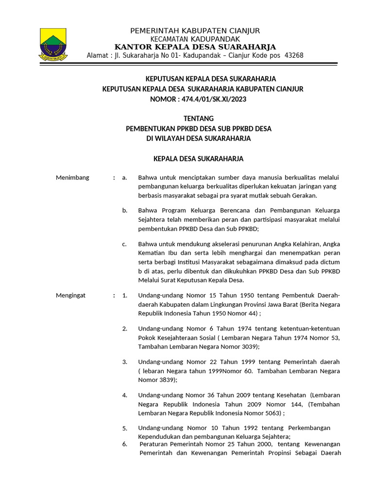 SK Pos KB Tahun 2024 | PDF