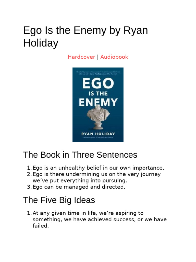 Ego is the Enemy Summary | PDF | Psychology | Behavioural Sciences