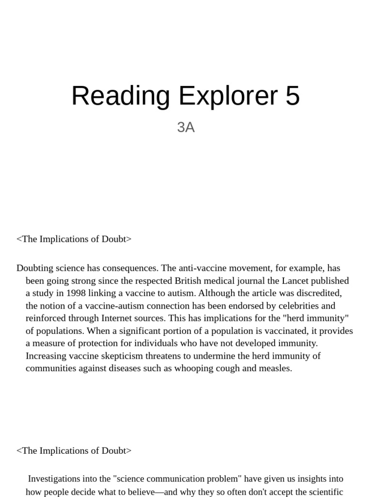Reading Explorer 5 | PDF | Skepticism