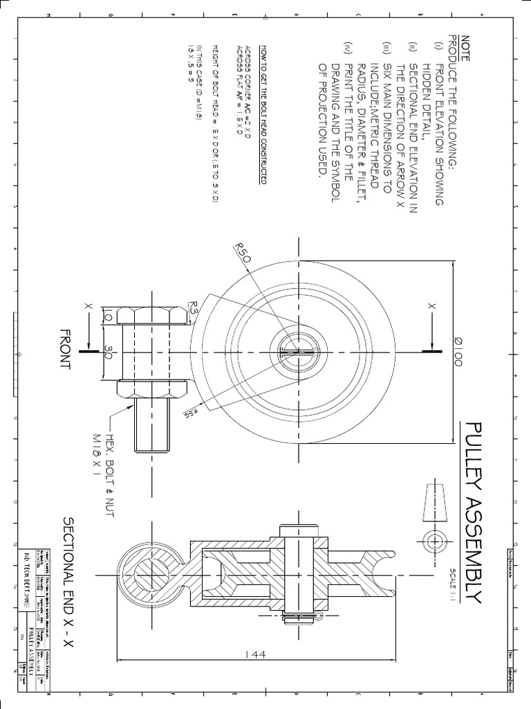 SECTIONAL Orthpgraphic PULLEY ASSEMBLY | PDF