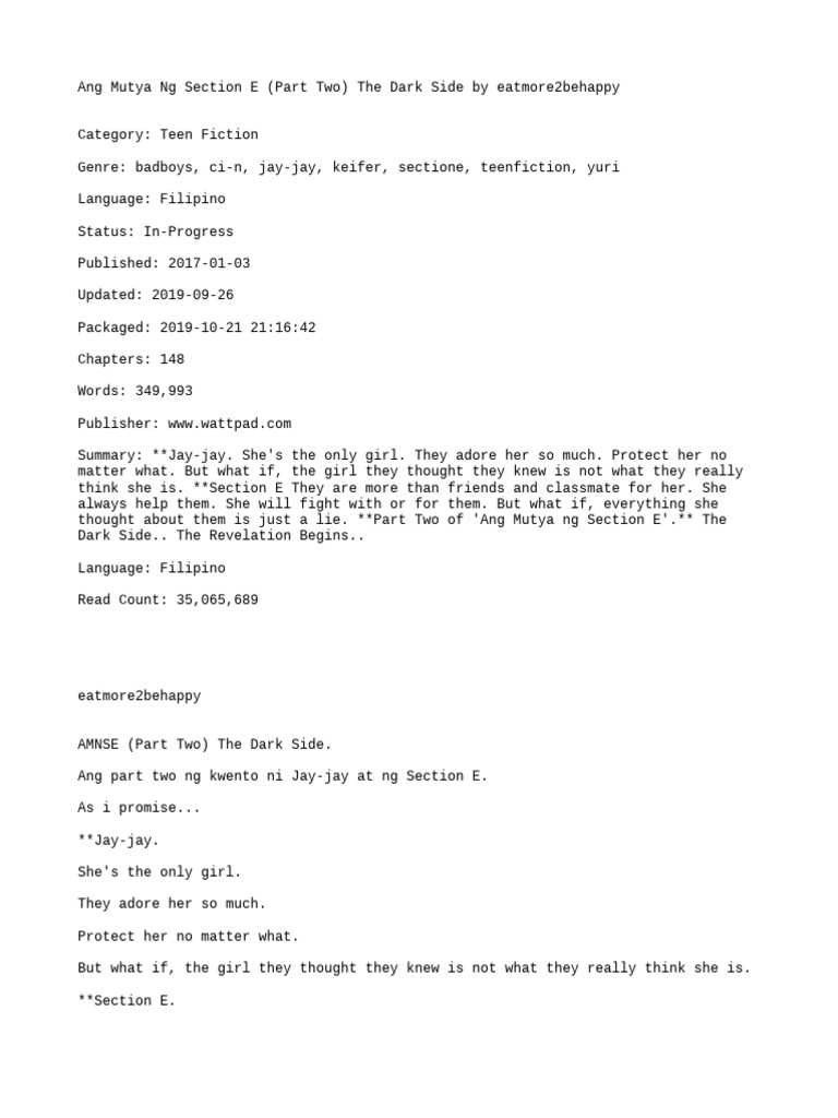 Ang Mutya NG Section e (Book 2) | PDF