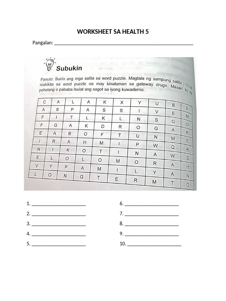 Health 5 Activity Sheet | PDF