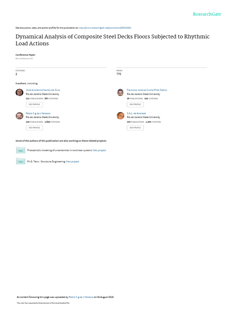 Dynamical Analysis of Composite Steel Decks Floors Subjected To ...