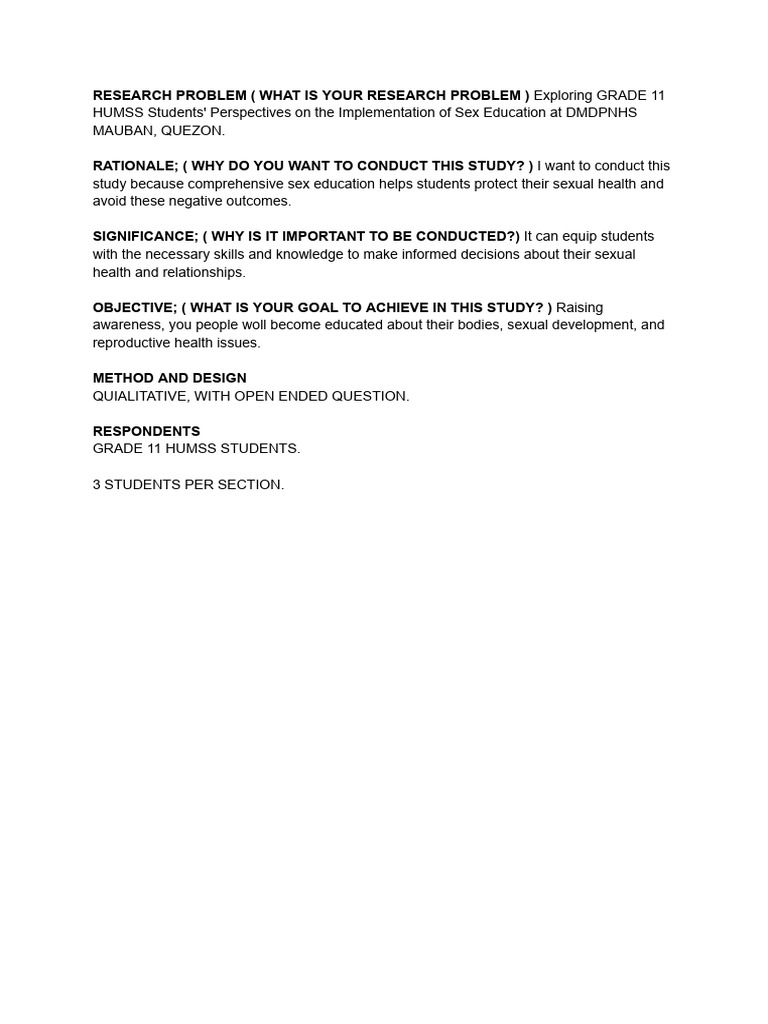 Research Problem (What Is Your Research Problem) | PDF